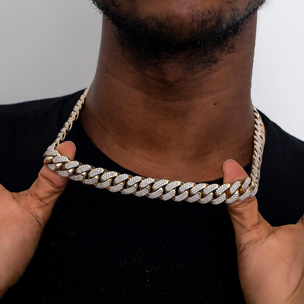 14K GOLD DIAMOND 15MM CUBAN LINK CHAIN 32.20 CT - OMI Jewelry