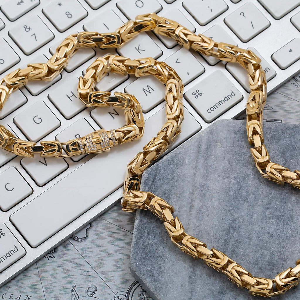 14K GOLD 4MM BYZANTINE CHAIN - OMI Jewelry