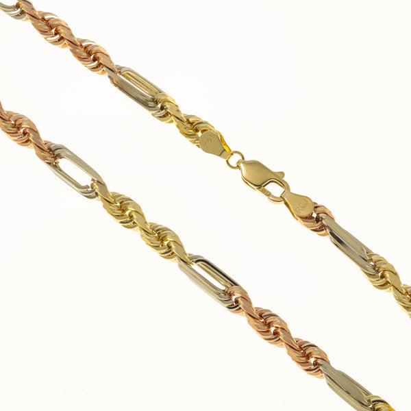 14K GOLD 5MM TRICOLOR MILANO CHAIN - OMI Jewelry