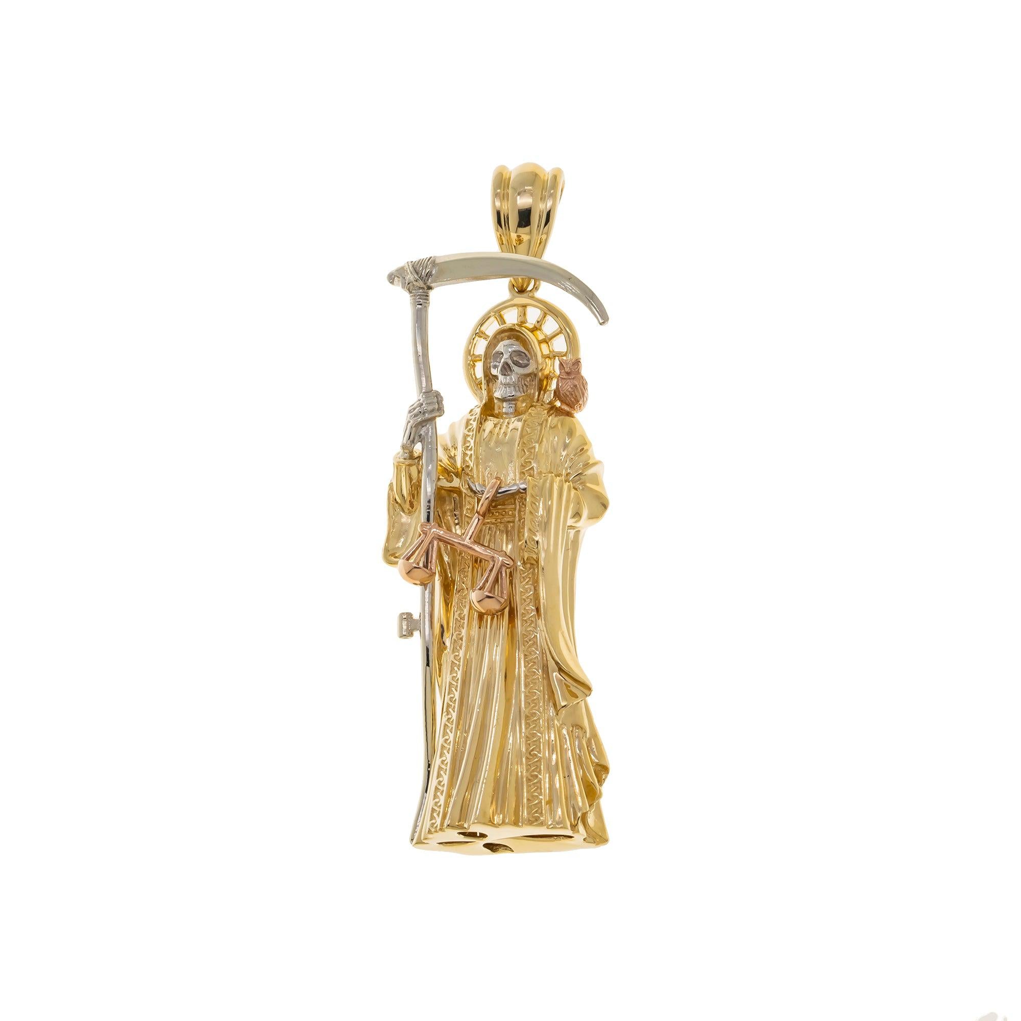 10K GOLD TRI-COLOR GRIM REAPER PENDANT 28.2G - OMI Jewelry