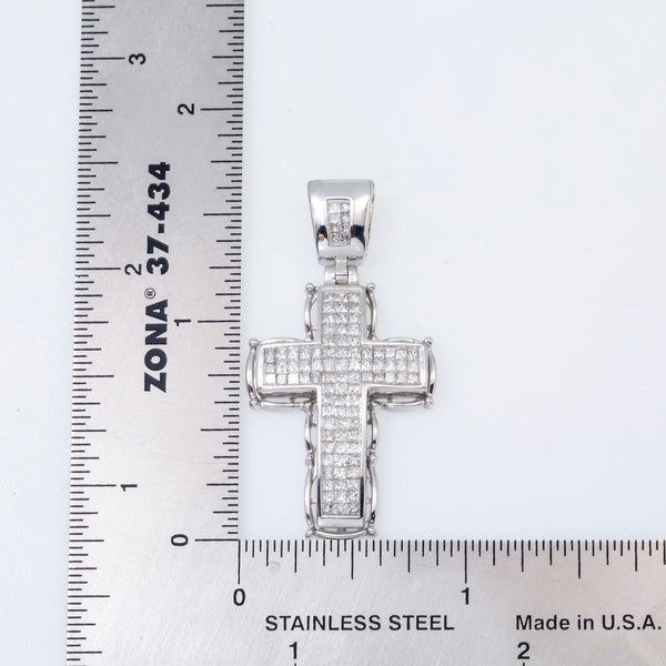 14K GOLD DIAMOND INVISIBLE CROSS PENDANT 1.50 CT - OMI Jewelry