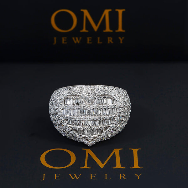 10K GOLD ROUND AND BAGUETTE DIAMOND HEART STATEMENT RING 3.50 CT - OMI ...
