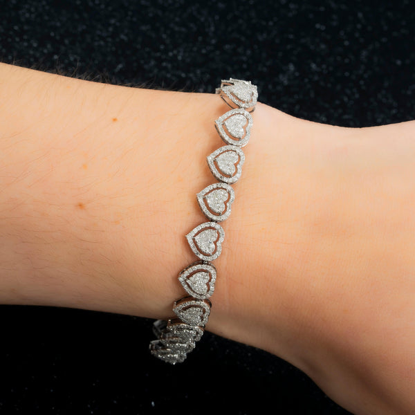 14K GOLD HEART SHAPE BRACELET 3.91 CT DIAMONDS - OMI Jewelry