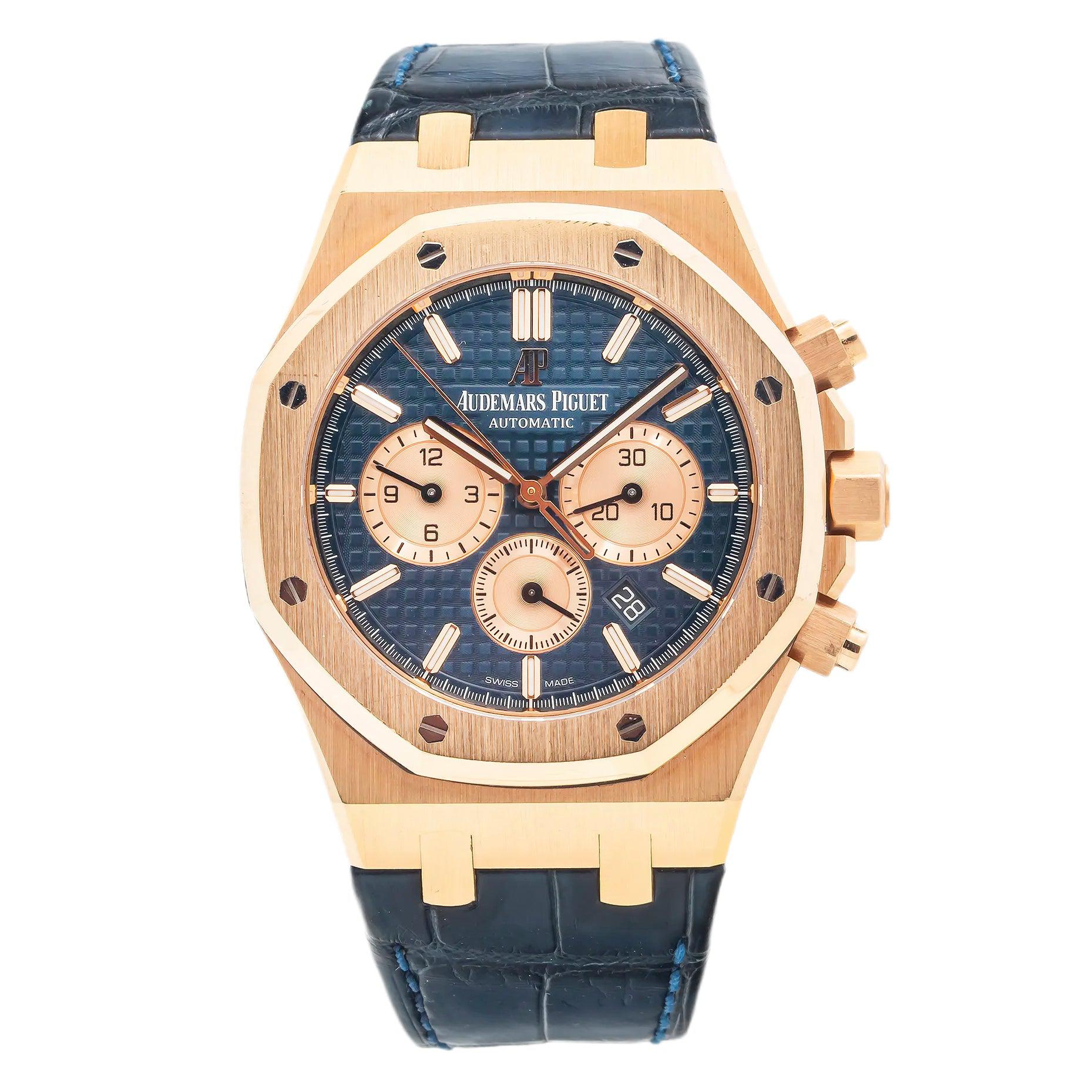 Audemars Piguet Royal Oak Chronograph 26331OR 41MM Blue Dial With Leat ...