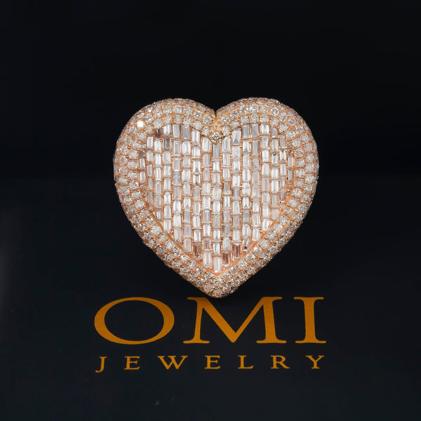 10K GOLD BAGUETTE DIAMOND HEART RING 5.10 CT - OMI Jewelry