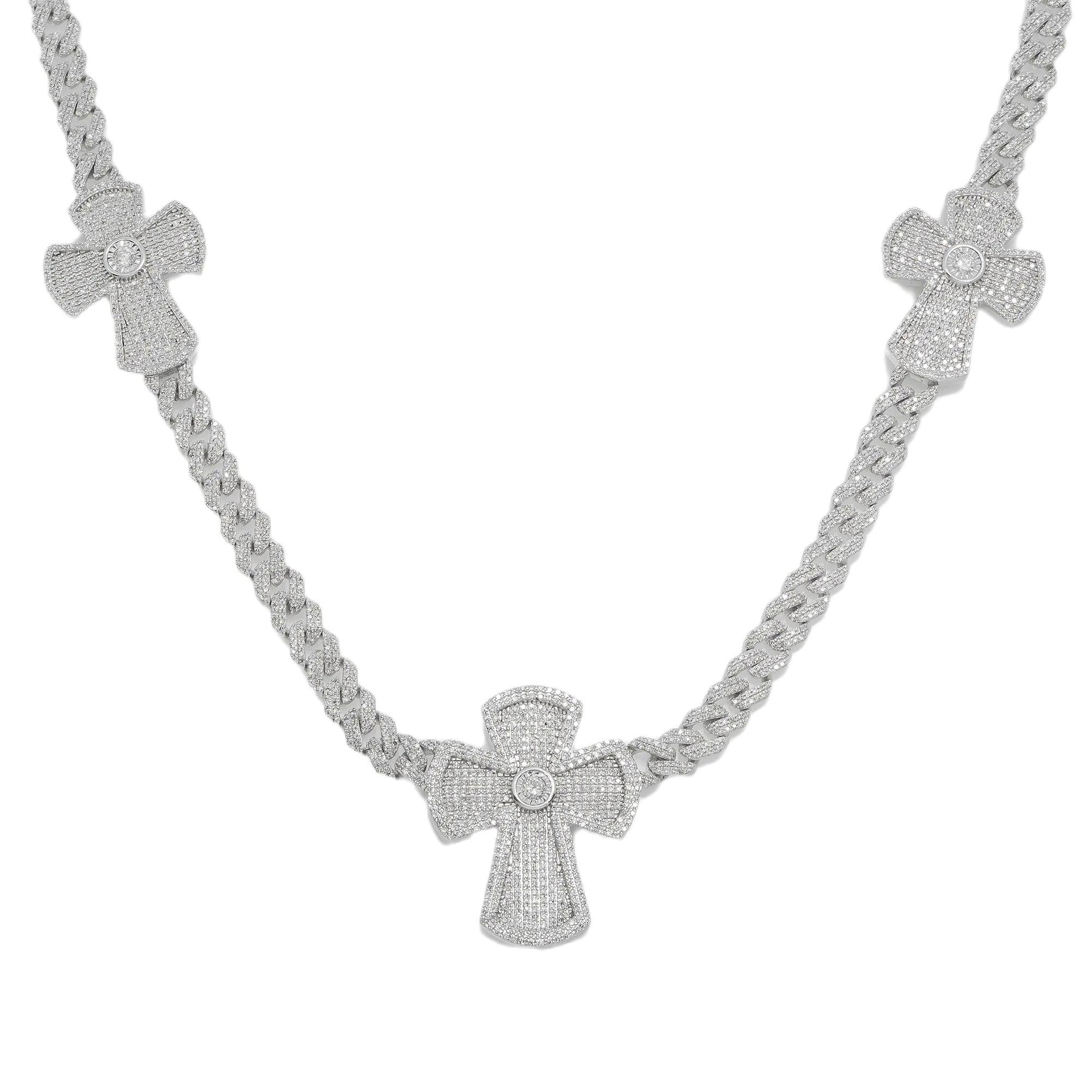 10K GOLD DIAMOND OPEN CUBAN LINK CROSS CHAIN 6.60 CT - OMI Jewelry