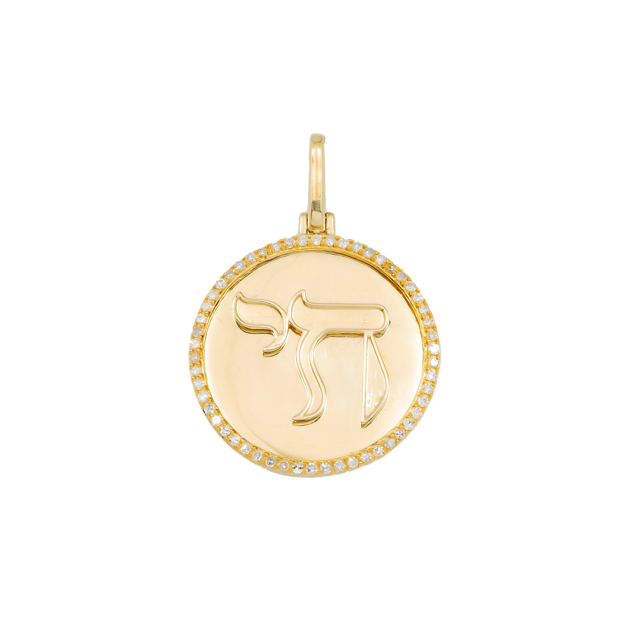 14K GOLD DIAMOND CHAI COIN PENDANT 0.35 CT - OMI Jewelry