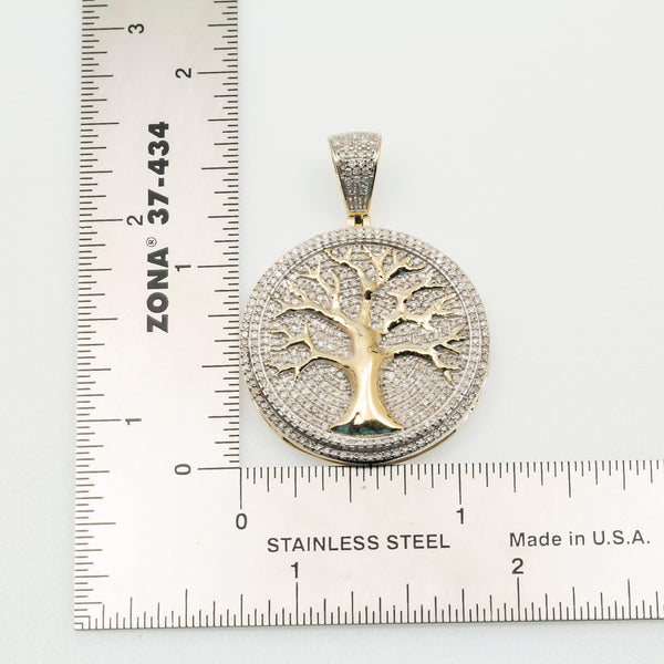 10K GOLD DIAMOND TREE OF LIFE COIN PENDANT 1.35 CT - OMI Jewelry
