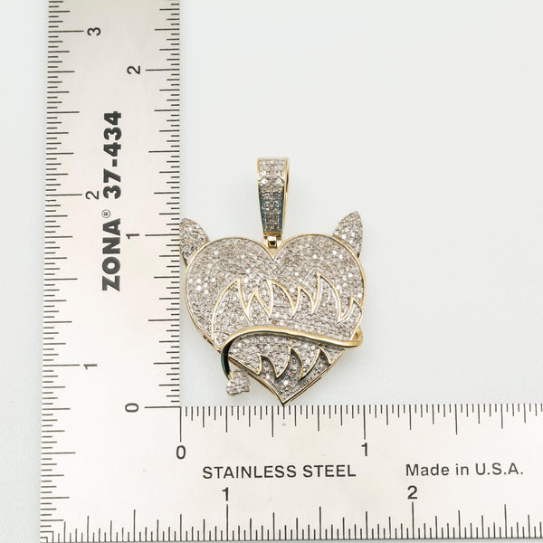 10K GOLD DIAMOND DEVIL HEART PENDANT 1.03 CT - OMI Jewelry