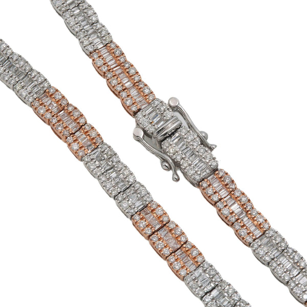 10K GOLD TWO TONE BAGUETTE DIAMOND CHAIN 9.40 CT - OMI Jewelry