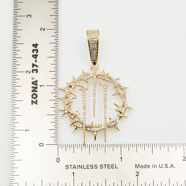 14K GOLD DIAMOND BARBED WIRE AND NAILS PENDANT 0.88 CT - OMI Jewelry