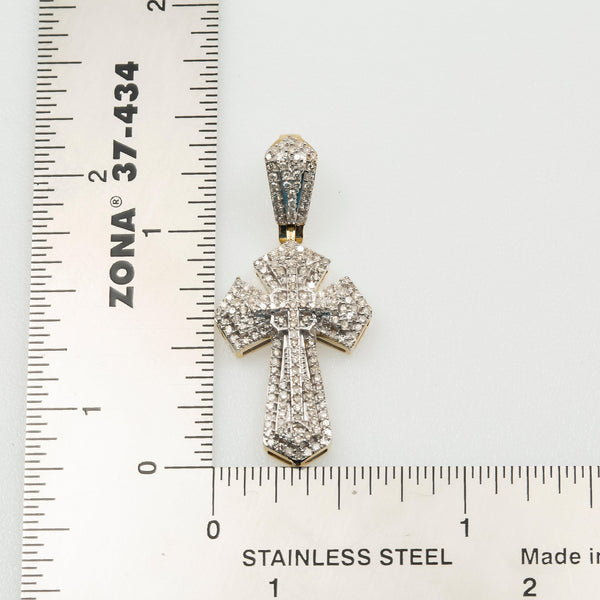10K GOLD DIAMOND 3D CROSS PENDANT 0.60 CT - OMI Jewelry