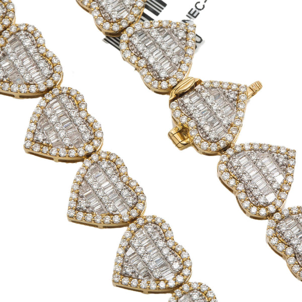 10K GOLD HEART BAGUETTE DIAMOND CHAIN 17.87 CT - OMI Jewelry