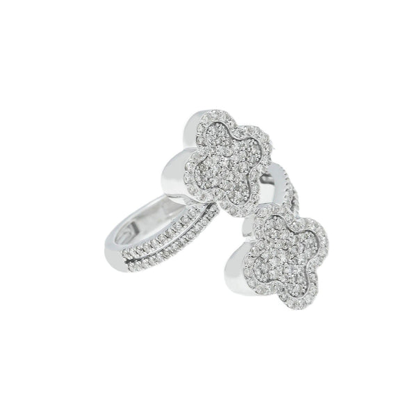 10K GOLD ROUND DIAMOND OPEN DOUBLE CLOVER RING 0.88 CT - OMI Jewelry