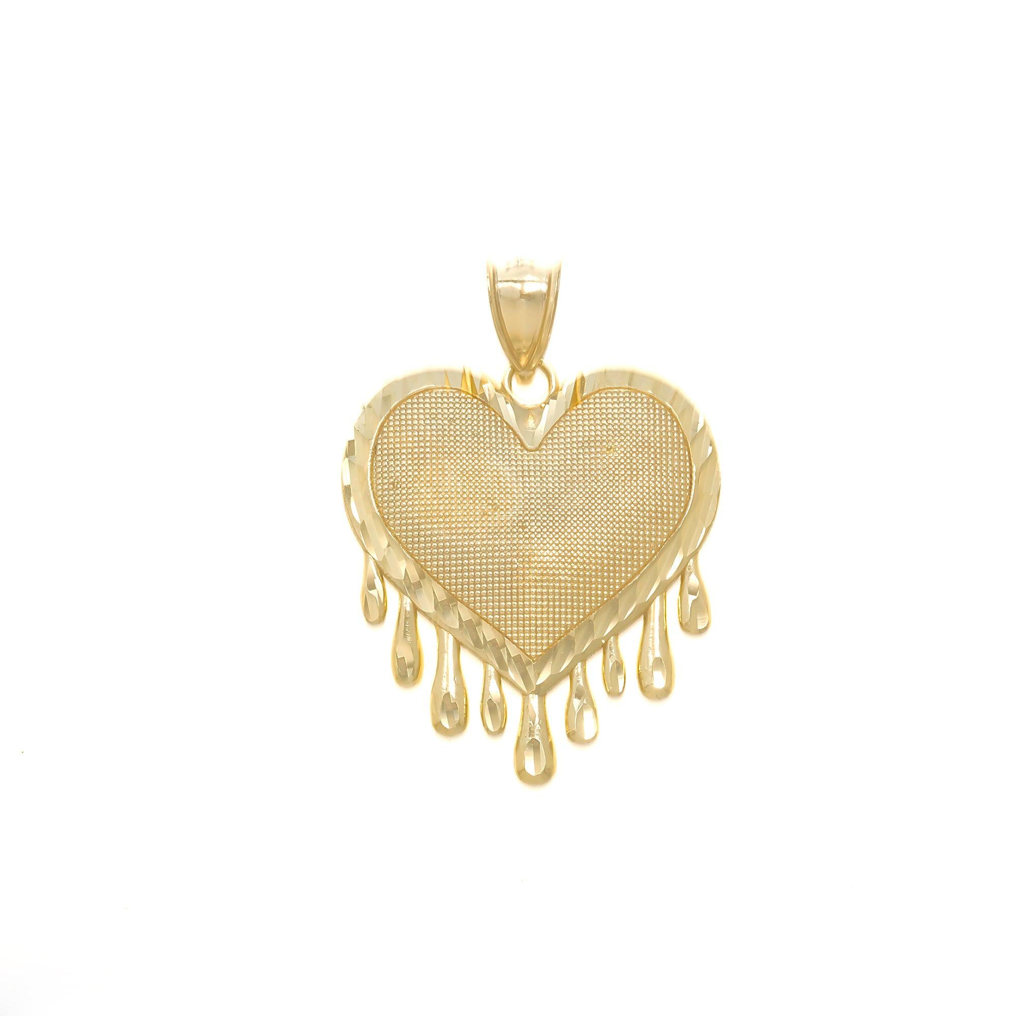 10K GOLD DRIPPING HEART PENDANT 3.4G - OMI Jewelry
