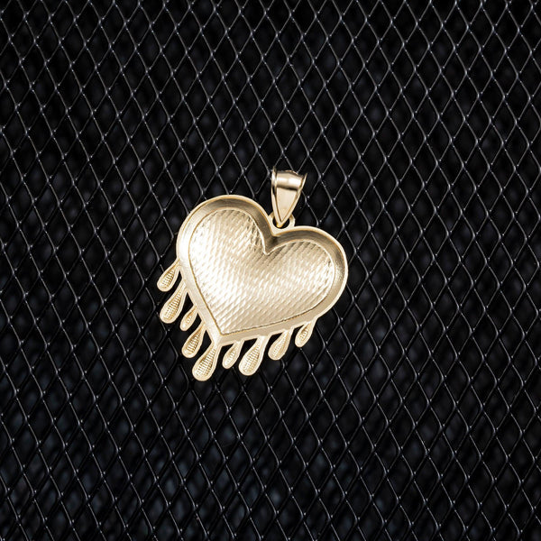 10K GOLD DRIPPING HEART PENDANT 3.4G - OMI Jewelry