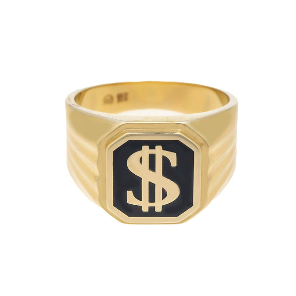 10K GOLD BLACK DOLLAR SIGN RING 7.9G - OMI Jewelry