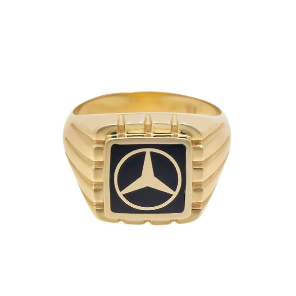 10K GOLD BLACK MERCEDES BENZ RING 7.8G - OMI Jewelry