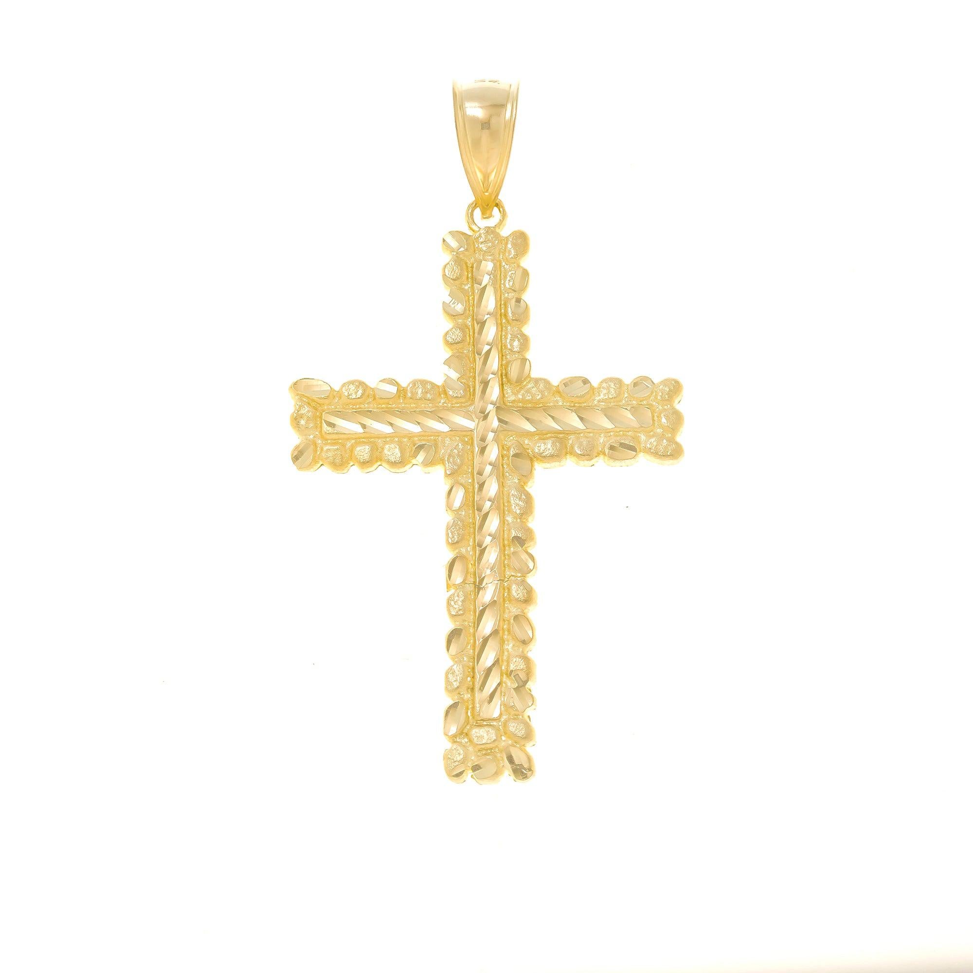 10K GOLD CROSS NUGGET PENDANT 6.1G - OMI Jewelry