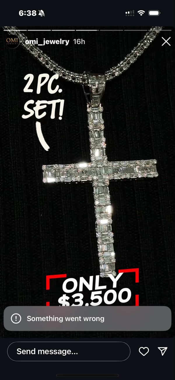 White gold combo cross and 24” ice chain - OMI Jewelry