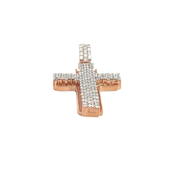 14K GOLD DIAMOND 3-D CROSS PENDANT 3.00 CT - OMI Jewelry