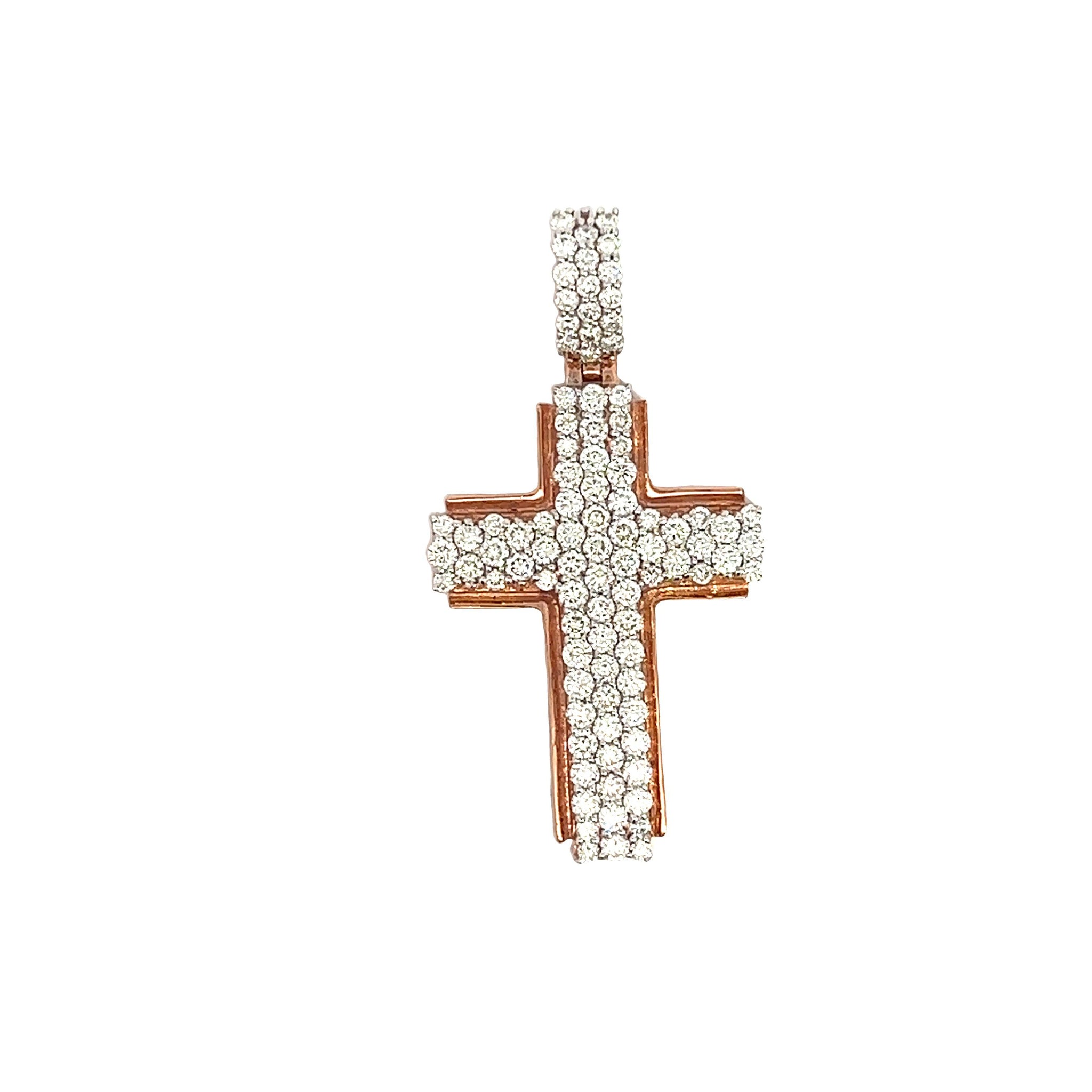 14K GOLD DIAMOND 3-D CROSS PENDANT 3.00 CT - OMI Jewelry