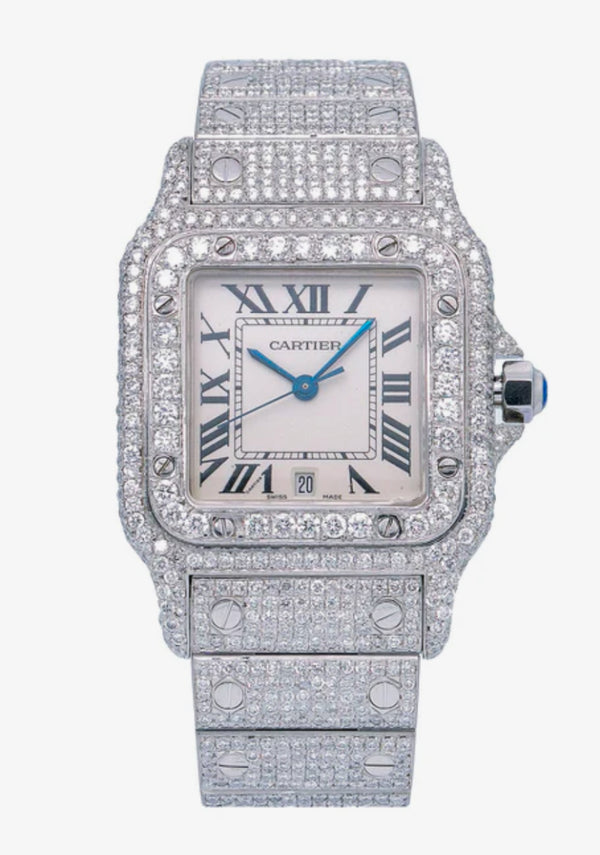 PPL JS Downpayment for Diamond Cartier Santos Galbee White Dial 29MM W ...