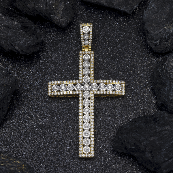 10K GOLD ROUND DIAMOND CROSS PENDANT 2.05 CT - OMI Jewelry