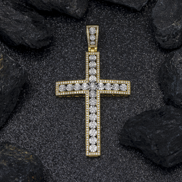10K GOLD ROUND DIAMOND CROSS PENDANT 0.92 CT - OMI Jewelry