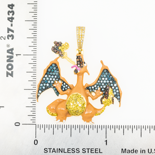 10K GOLD DIAMOND CHARIZARD PENDANT 1.41 CT - OMI Jewelry
