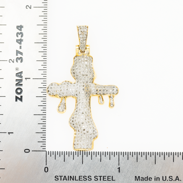 10K GOLD DIAMOND DRIPPING CROSS PENDANT 1.00 CT - OMI Jewelry