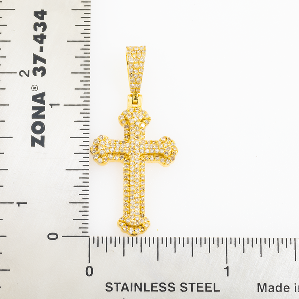 14K GOLD ROUND DIAMOND CROSS PENDANT 0.86 CT - OMI Jewelry
