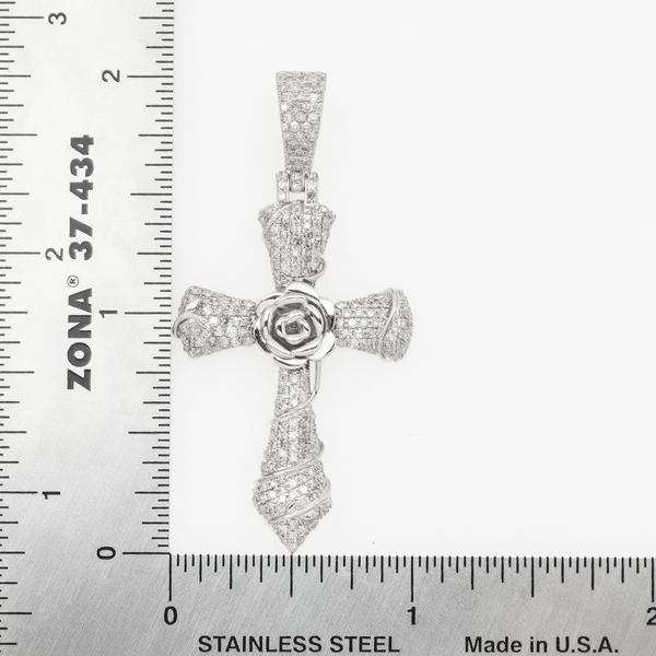 10K GOLD DIAMOND CROSS WITH ROSE PENDANT 1.45 CT - OMI Jewelry
