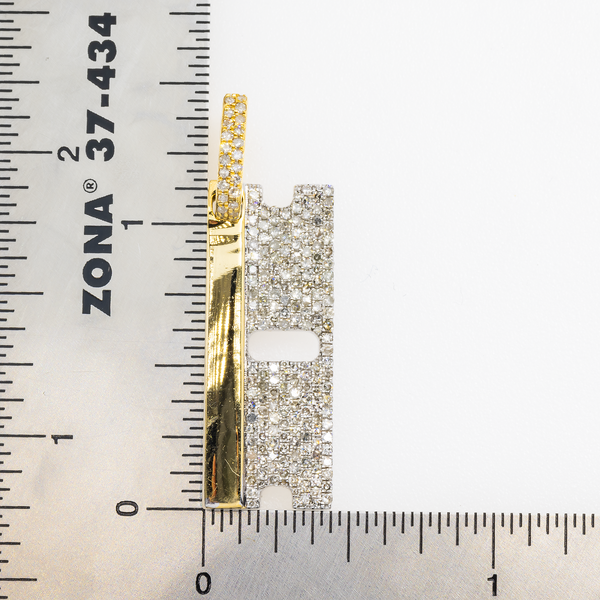 14K GOLD DIAMOND RAZOR BLADE PENDANT 1.37 CT - OMI Jewelry