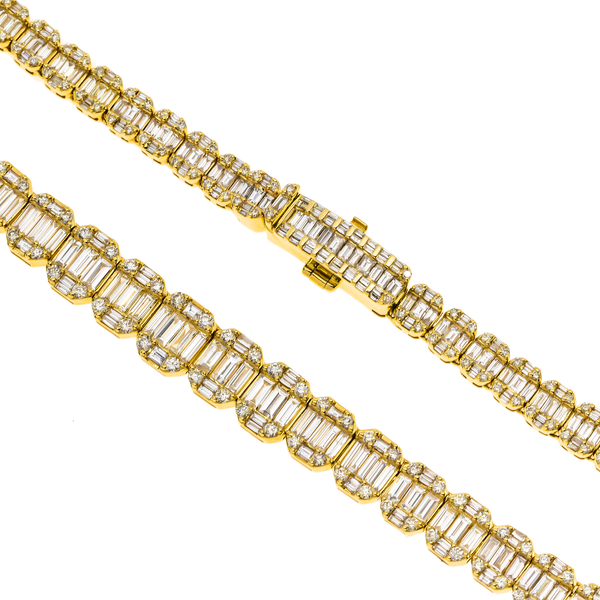 14K GOLD GRADUATED BAGUETTE DIAMOND CHAIN 21.50 CT - OMI Jewelry