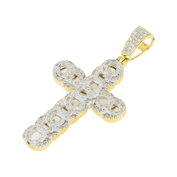 10K GOLD DIAMOND OPEN LINK CROSS PENDANT 0.69 CT - OMI Jewelry