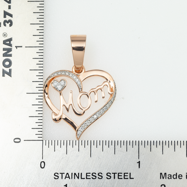 10K GOLD DIAMOND "MOM" HEART PENDANT 0.15 CT - OMI Jewelry
