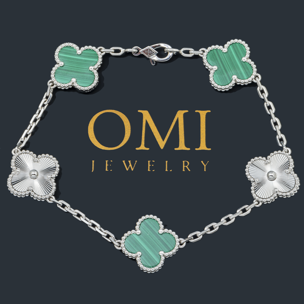 18K GOLD GREEN CLOVER CHAIN BRACELET - OMI Jewelry