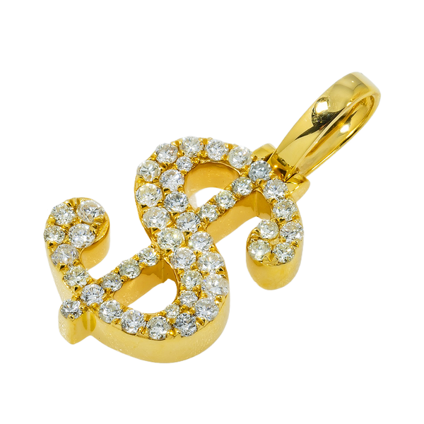 10K GOLD DIAMOND DOLLAR SIGN PENDANT 1.15 CT - OMI Jewelry
