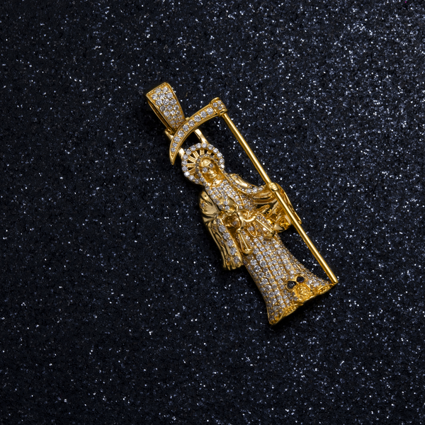 14K GOLD DIAMOND GRIM REAPER PENDANT 1.05 CT - OMI Jewelry