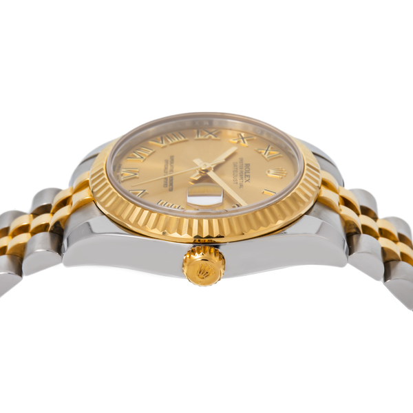 ROLEX DATEJUST 178273 31MM CHAMPAGNE ROMAN NUMERAL DIAL WITH TWO TONE ...
