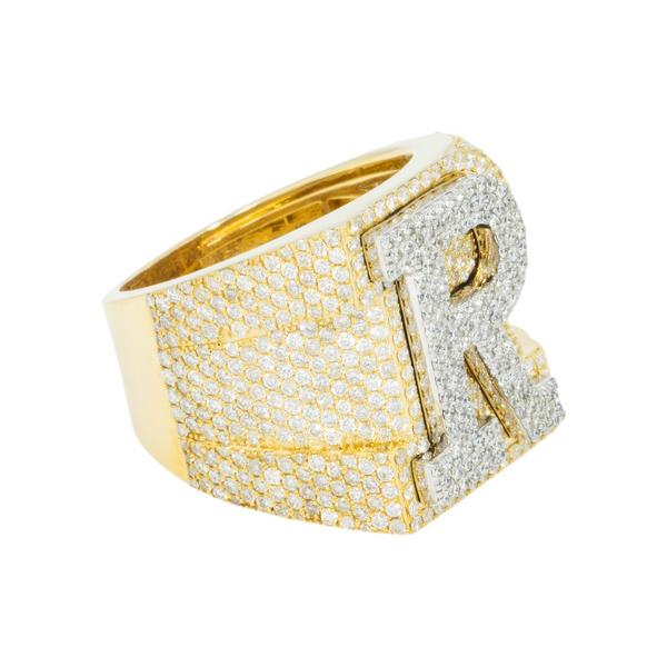 10K GOLD DIAMOND INITIAL LETTER R STATEMENT RING 3.08 CT - OMI Jewelry
