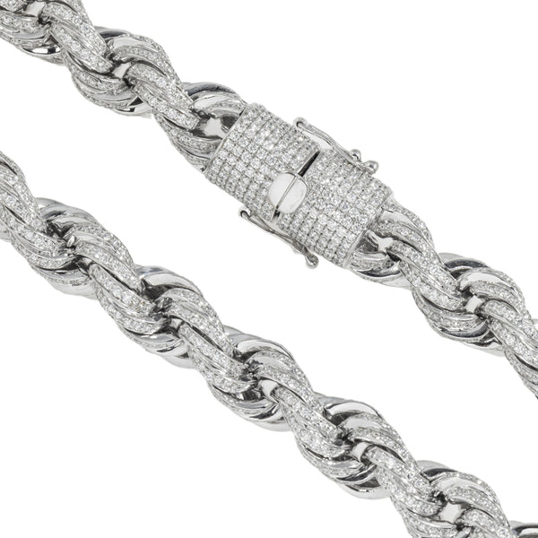 10K GOLD DIAMOND 10MM ROPE CHAIN 27.50 CTW - OMI Jewelry