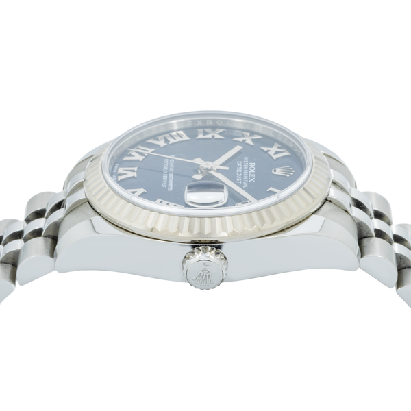 Rolex Datejust 31MM 178274 Blue Roman Dial White Gold Fluted Bezel Sta ...