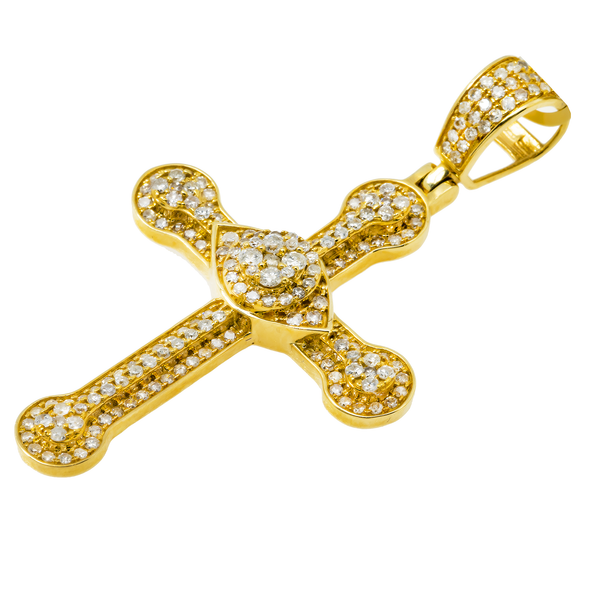14K GOLD ROUND DIAMOND CROSS WITH EYE PENDANT 0.87 CT - OMI Jewelry