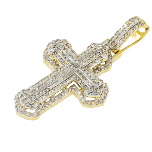 14K GOLD ROUND DIAMOND CROSS PENDANT 1.33 CT - OMI Jewelry