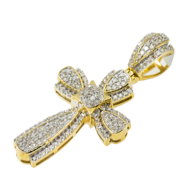 10K GOLD ROUND DIAMOND CROSS PENDANT 0.56 CT - OMI Jewelry