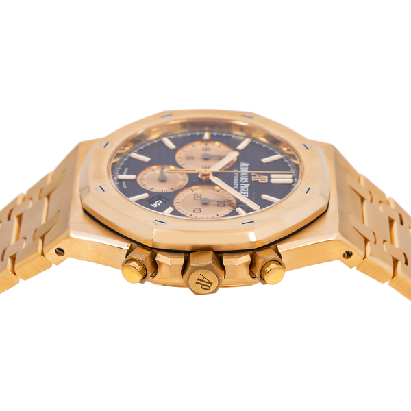 AUDEMARS PIGUET ROYAL OAK CHRONOGRAPH 26331OR 41MM BLUE DIAL WITH ROSE ...