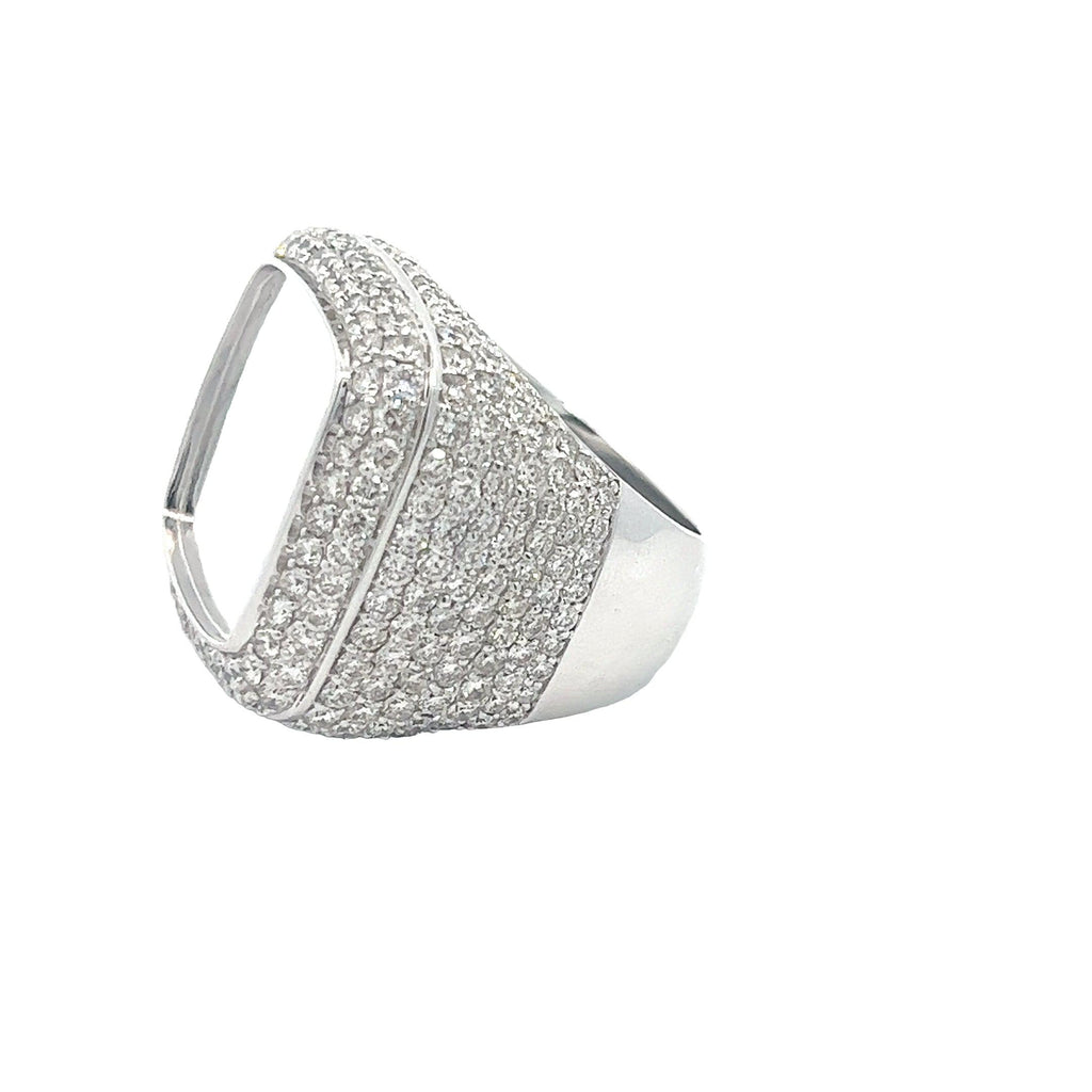 14K GOLD DIAMOND RECTANGULAR PAVE MIRROR RING 8.50CT - OMI Jewelry