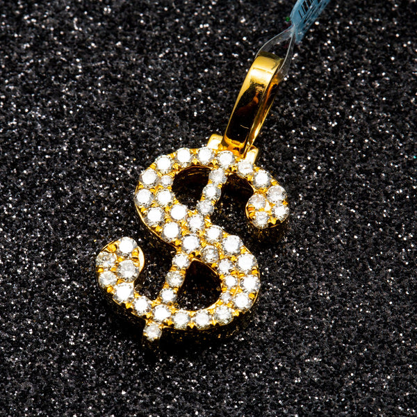 10K GOLD DIAMOND DOLLAR SIGN PENDANT 1.15 CT - OMI Jewelry